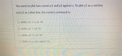 solved you want to plot two curves y1 and y2 against x to