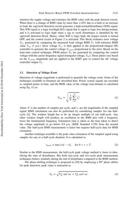 pdf mitigation of voltage sag swell using peak detector based pulse