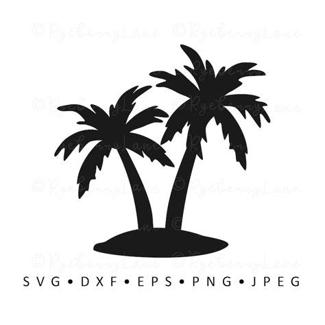 Palm Tree Black And White Clipart Etsy