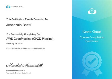 Aws Codepipeline Cicd Pipeline Certificate Kodekloud