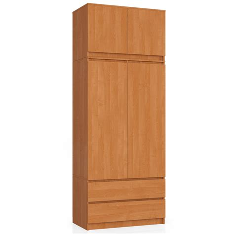 Schrankaufsatz für Kleiderschrank AKORD S90 Erle 90 cm 2 Türen 2 Ebenen ...