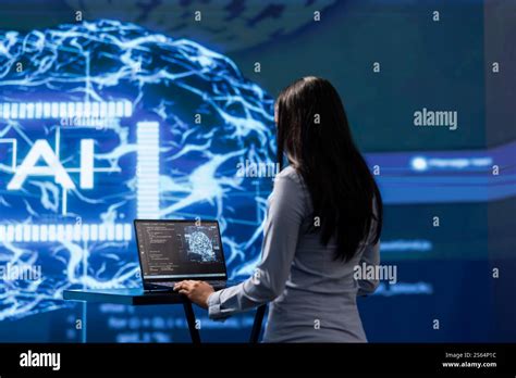 Admin Using Laptop To Maintenance Artificial Intelligence Neural