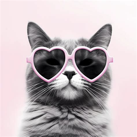 Cat With Pink Heart Shaped Sunglasses Nursery Printable Art Ai Art