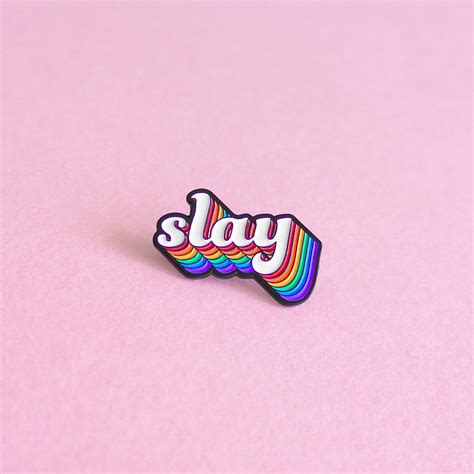 Slay Lgbtq Enamel Pin Heckin Unicorn