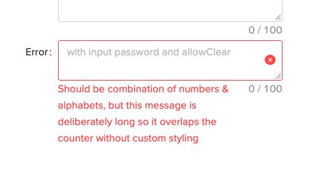Form Validation Error Overlaps TextArea Count Issue Ant Design Ant Design GitHub