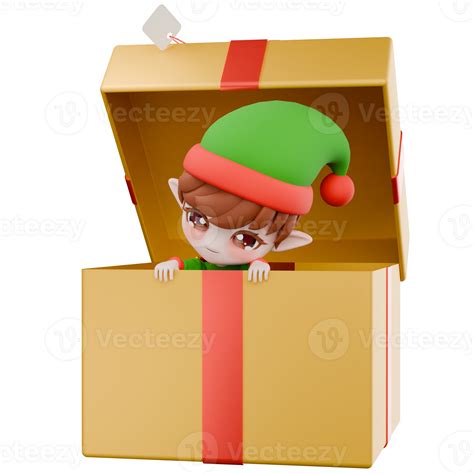 Holiday Festive Chibi Elf A Male Chibi Elf Hides Inside A Large T