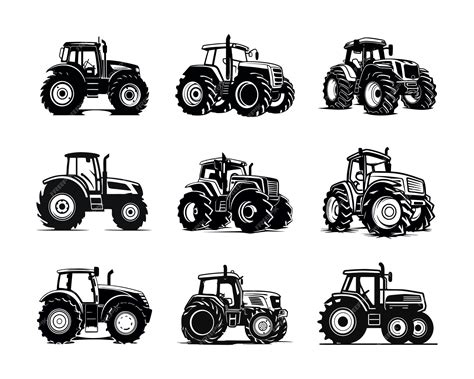 Premium Vector A Set Collection Of Tractor Vector Illustrations
