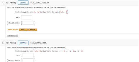Solved Find A Vector Equation And Parametric Equations For Chegg