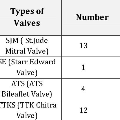 Different Types Of Valves Placed In Our Study Population Download Scientific Diagram