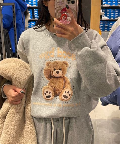 귀여움주의🧸 테디베어 맨투맨 셋업 3color 귀여움보장 테디베어 곰돌이맨투맨 맨투맨셋업 셋업 트레이닝 트레이닝셋업 꾸안꾸룩 에이블리