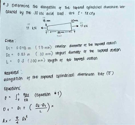 3 Determine The Elongation Of The Tapered Cylindrical Aluminum Bar
