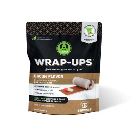 Stashios Wrap Ups Bacon Flavor Pill Wrapper Dog And Cat Treat 30