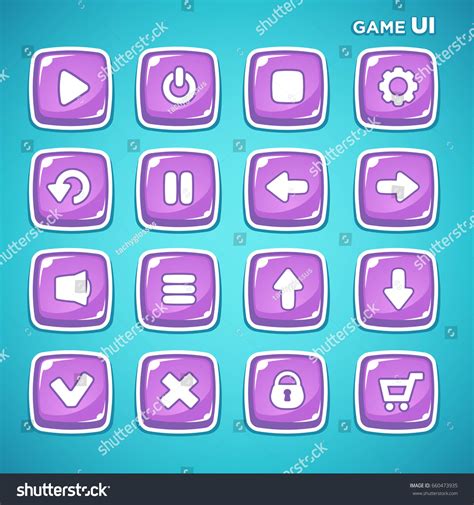 Mobile Game Ui Vector Collection Icons Stock Vector Royalty Free Shutterstock