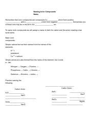 Notes Naming Ionic Compounds Pdf Naming Ionic Compounds Notes Remember That Ionic
