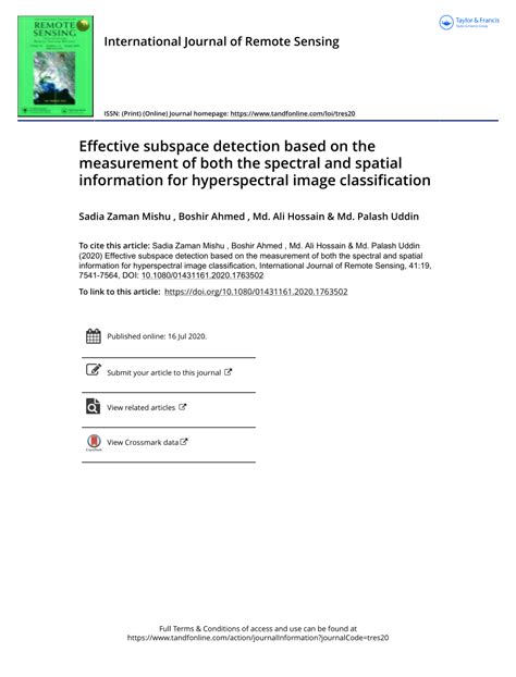 Pdf Effective Subspace Detection Based On The Measurement Of Both The Spectral And Spatial