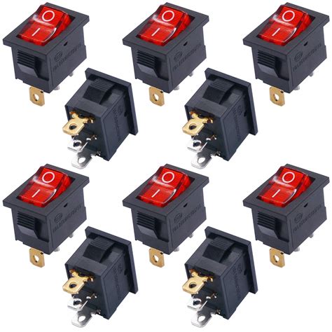 Twtade 10pcs Red Light Illuminated Onoff Spst 3 Pin 2 Position Mini