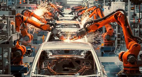 Premium Photo Robotic Arms And Metal Structures Work On Cars In A
