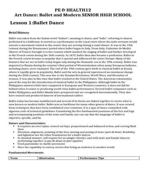 Ballet And Modern Dance Overview Pdf Ballet Dances