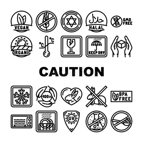 Product Caution Label Warning Icons Set Vector Stock Vector