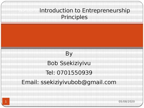 Introduction To Entrepreneurship Principles Docsity