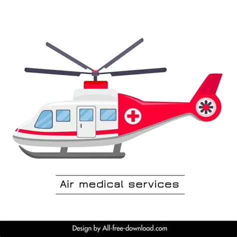 Air Medical Service Emergency Helicopter Icon Modern Flat Sketch