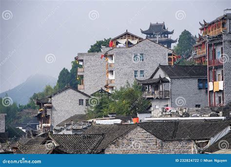 Many Wooden House In Furong Town Furong Town Is An Ancient Town With A