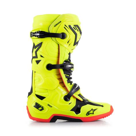 Alpinestars Tech 10 Motocross Boots Yellow Flo Black Red At Motocross