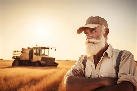 Premium Ai Image Farmer And Agricultural Tractor In The Field Neural