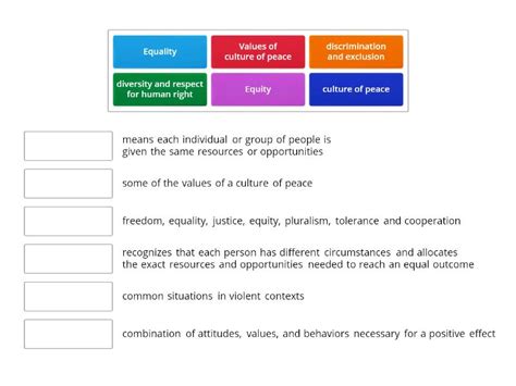 Values For A Culture Of Peace Match Up