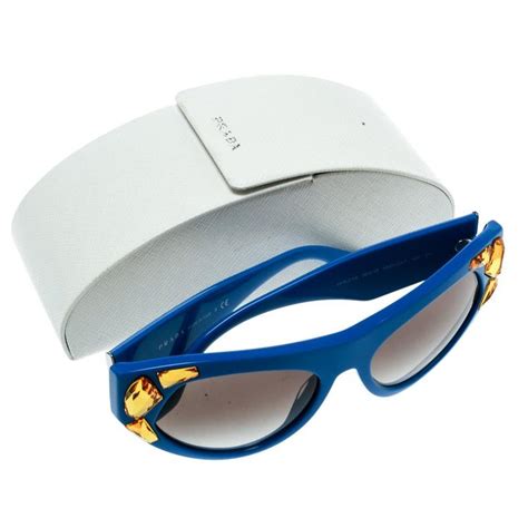 Prada Bluegrey Gradient Spr 21q Yellow Crystal Embellished Cat Eye