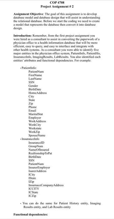 Solved Cop 4708 Project Assignment 2 Assignment Objective