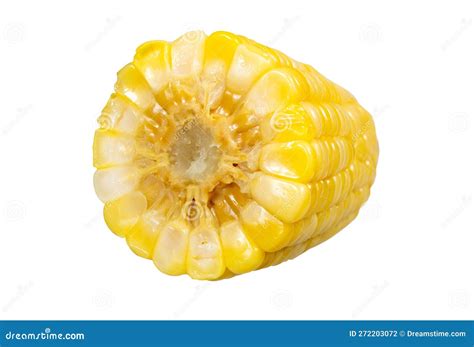 Boiled Corn Close Up Isolated On White Background Clipping Path