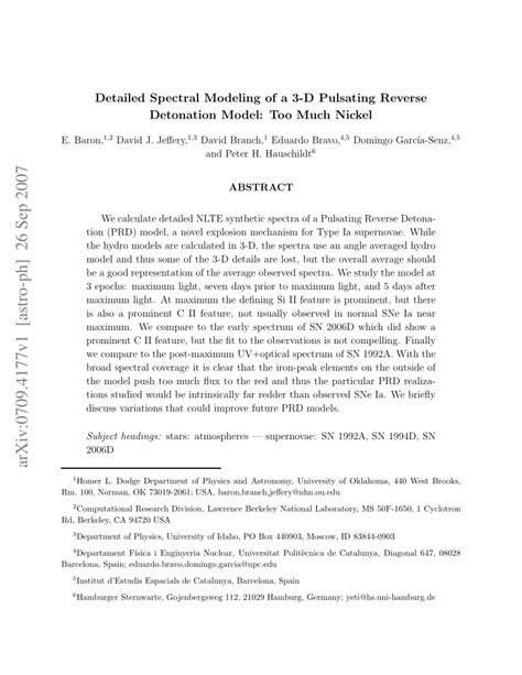 Pdf Detailed Spectral Modeling Of A 3 D Pulsating Reverse Detonation Model Too Much Nickel