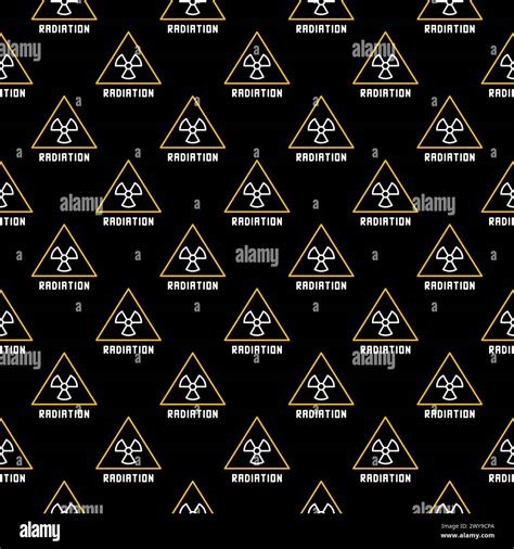 Radiation Triangle Vector Radiation Warning Dark Concept Linear Seamless Pattern Stock Vector