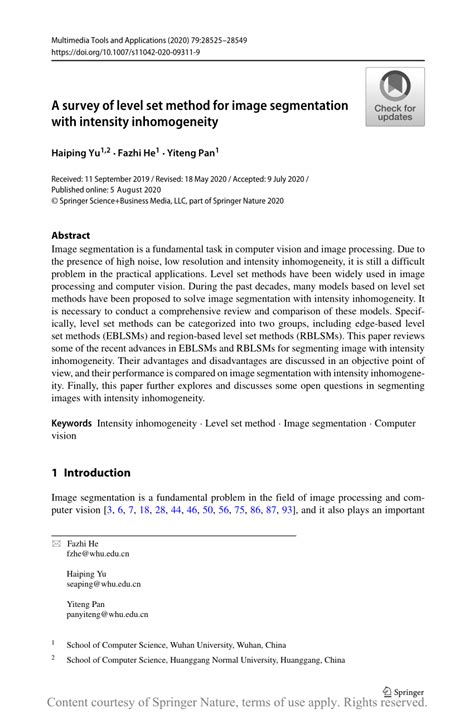 A Survey Of Level Set Method For Image Segmentation With Intensity