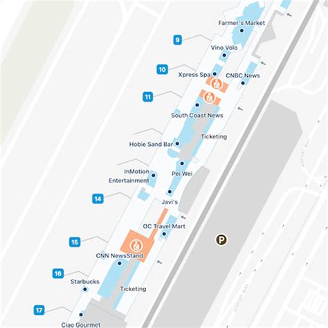 Orange County John Wayne Airport Map Sna Terminal Guide