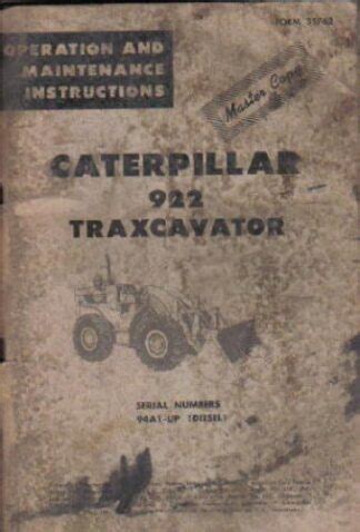 Caterpillar 922 Traxcavator Operators Maintenance Manual