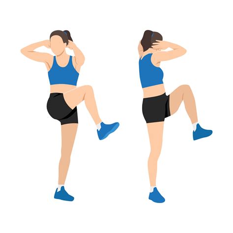 Woman Doing Standing Elbow To Knee Exercise 32485228 Vector Art At