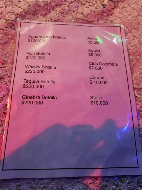 Menu At Game Pub Bogotá