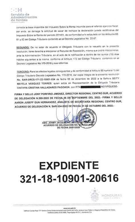 Notificar A La Señora Seity Mayela Vasquez Torres En Representación De Cinthya Cristina