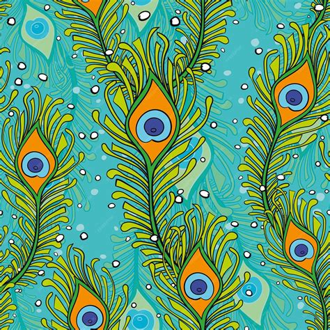 Premium Vector Peacock Feathers Seamless Pattern Peacock Wallpaper