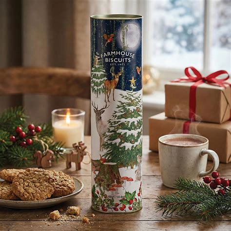 Farmhouse Biscuits Christmas Woodland Scene Tube 300g Flavers International Flavours Shop
