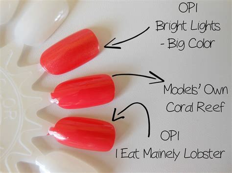 Comparison Opi I Eat Mainely Lobster Opi Bright Lights Big Color