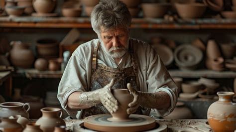 Free Potter Shaping Clay Image Pottery Artisan Craftsmanship