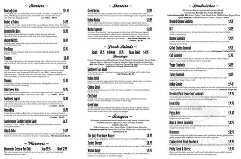 Cats Pourhouse Menus In Pueblo West Colorado United States