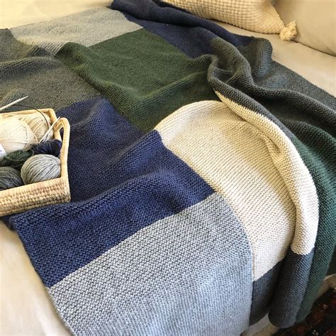 Modern Easy To Knit Multi Color Blanket Knitting Pattern For Lion Brand Basic Stitch Yarn