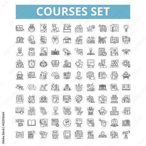 Courses Set Icons Line Symbols Web Signs Vector Set Isolated