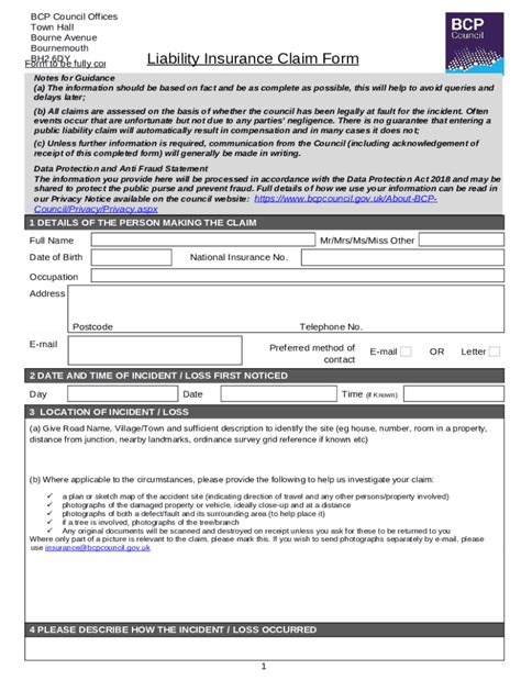 Liability Insurance Claim Doc Template Pdffiller