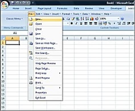 Excel 2007 Ribbon To Old Excel 2003 Classic Menu Toolbar FREE Download Excel 2007 Ribbon To