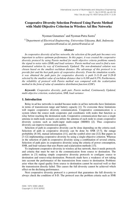 Pdf Cooperative Diversity Selection Protocol Using Pareto Method With